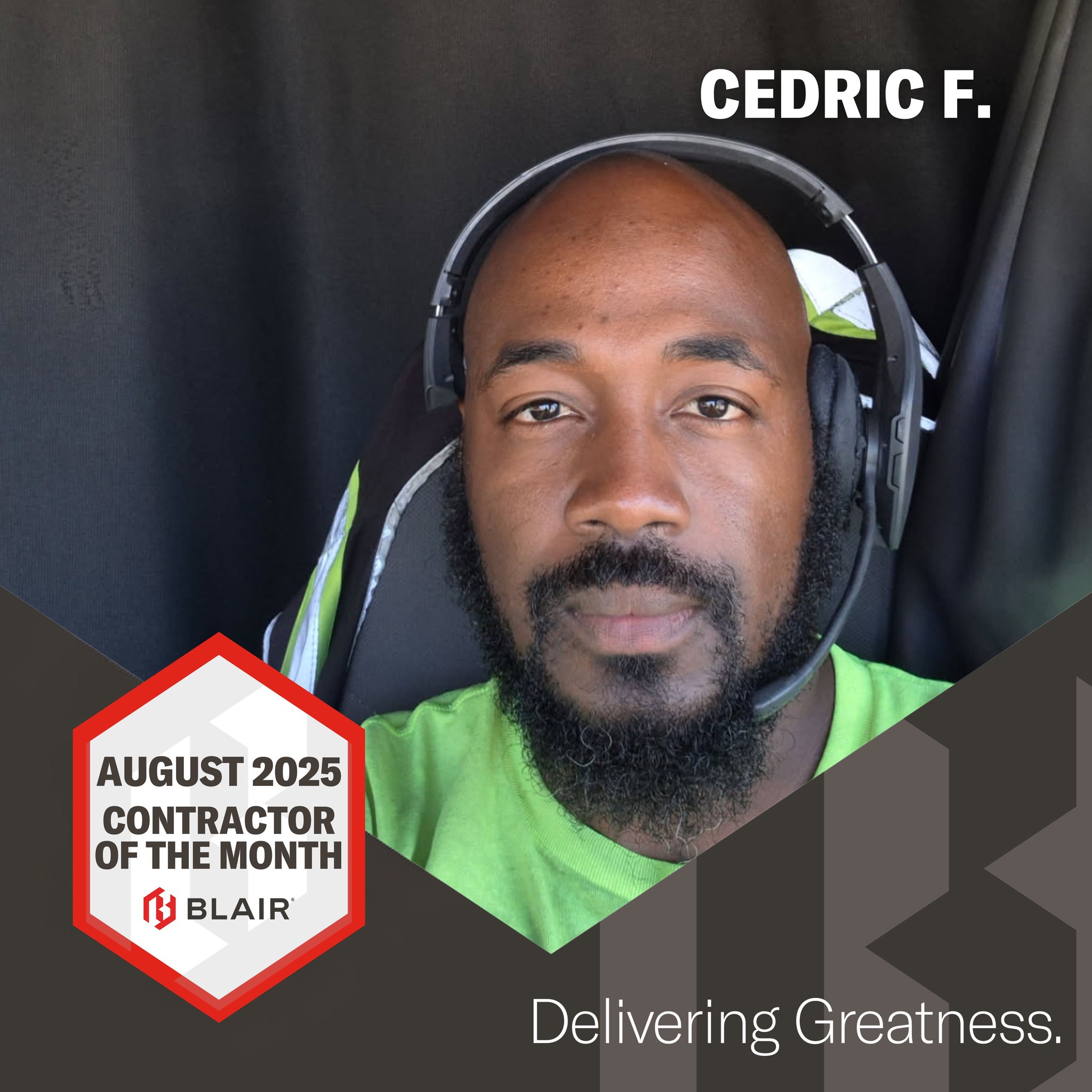 Congratulations to our August Contractor of the Month Cedric F ...